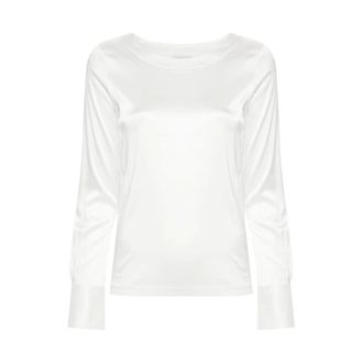 Mazzarelli Femme, Blouses et Chemises, Blanc, Taille: 42 FR Chemise Blanche en Satin Col Bateau