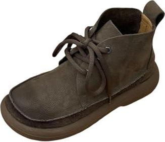 Generic Bottines &agrave; lacets pour femme - Confortables et d&eacute;contract&eacute;es - Bout rond - Semelle &eacute;paisse - Coupe large - Automne et hiver, gris, 38.5 EU