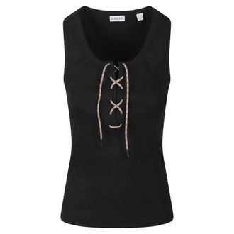 Burberry Femme, Tops, Noir, Taille: 38 FR D&eacute;bardeur c&ocirc;tel&eacute; brod&eacute; &agrave; lacets
