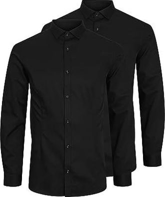 Jack & Jones Jprblaparma Shirt L/S 2-pack Noos Homme Chemise, Noir/Blanc, L