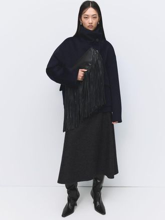 Mango Manteau laine col cheminée bleu marine - Femme - XS - MANGO