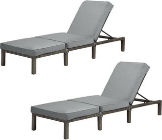 SVITA Set de 2 chaises longues de jardin SVITA PEACH avec coussin pliable en polyrattan gris