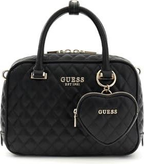 Guess Atabey Box Satchel, Cartable Femme, Noir, Taille Unique