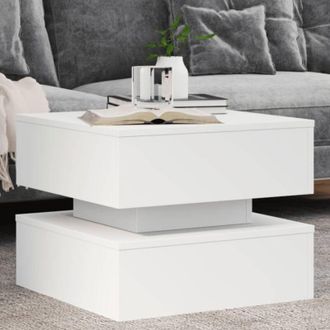 vidaXL Couchtisch mit LED-Leuchten Wei&szlig; 50x50x40 cm vidaXL
