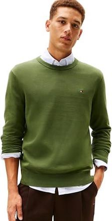 Tommy Hilfiger Hommes Essential SSNL Cotton Crew Neck MW0MW399999 Pullover Pull, Vert, XL, Vert (pin de Montagne), XL