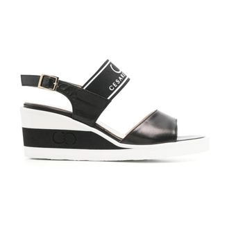 Casadei Schwarze Leder Keil Sandalen - - Shoes - Damen - Schwarzk - 38 1/2 EU