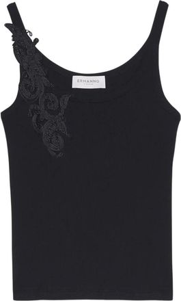 Ermanno Scervino Femme, Tops, Noir, Taille: 34 FR D&eacute;bardeur en jersey c&ocirc;tel&eacute;