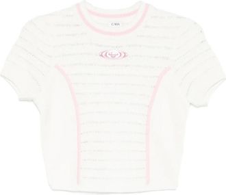 Casablanca Femme, Tops, Blanc, Taille: 38 FR Trim Knit Top