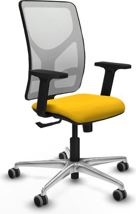 Piqueras y Crespo B&uuml;rostuhl mit 2D-Armlehnen, ausgestattet mit 3 Positionen und Schneideschaum, 65 mm Rollen, Parkett, Wei&szlig;/Gelb