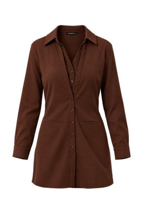 Trendyol Kurz-/minikleid im Hemdblusenstil, einfarbig - Braun