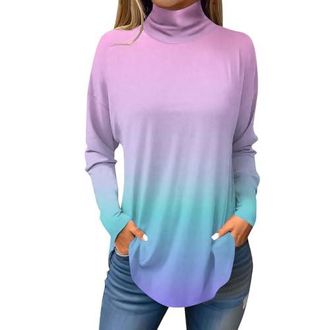 Generic Chandails unis confortables pour femmes 2026 hauts à porter avec des leggings chemises ethniques à manches longues col montant, épaules tombantes, pul