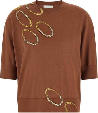 Dries Van Noten Pull Col Rond - Marron