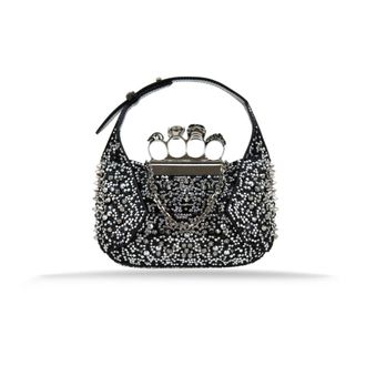 Alexander McQueen Nieten Leder Umh&auml;ngetasche Magnetischer Verschluss - - Bags - Damen - Schwarzk - ONE SIZE