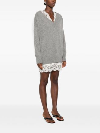 Ermanno Scervino Cashmere with Lace Trim Dress - Grey