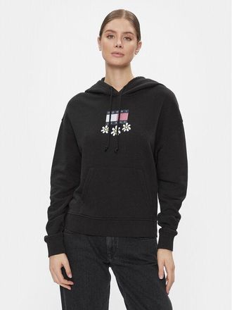 Tommy Jeans Sweatshirt Tjw Bxy Daisy Flag Hoodie DW0DW17708 Schwarz Regular Fit