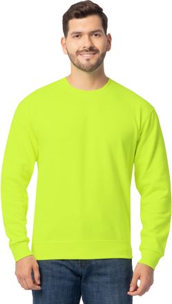 Fruit Of The Loom Eversoft Herren-Sweatshirt aus Fleece, feuchtigkeitsableitend und atmungsaktiv, Rundhalsausschnitt, Gr&uuml;n (Safety Green), Large