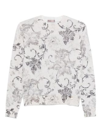 Herno pull &agrave; fleurs - Blanc