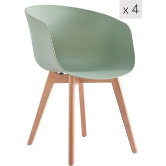Nordlys Nordlys - Lot de 4 Chaises de Salle a Manger Scandinaves Pieds Bois