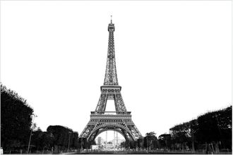 Wallario Poster - Eiffelturm in Paris - schwarz wei&szlig; in Premiumqualit&auml;t, Gr&ouml;&szlig;e: 61 x 91,5 cm (Maxiposter)