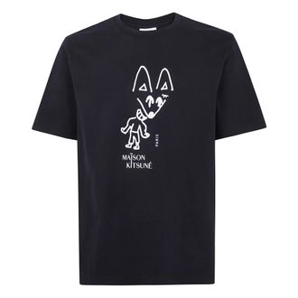 Maison Kitsuné Homme, Tops, Noir, Taille: XL T-shirt Confort Renard