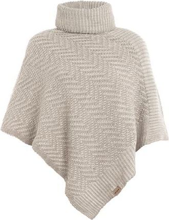 Knit Factory Amber Poncho Tricot&eacute; - Cape Femme - Poncho Femme - Poncho pour lAutomne et lHiver - Poncho en Laine et Acrylique - Iced Clay/Beige - Taille Unique