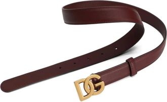 Dolce & Gabbana Femme, Accessoires, Rouge, Taille: 75 CM Calfskin Belt with Crossed Logo Buckle