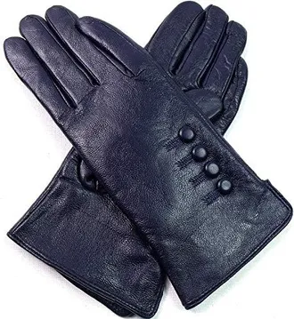 Le Femmes Neuf Qualit&eacute; Premium Super Doux V&eacute;ritable Cuir Gants - Bleu marine, L