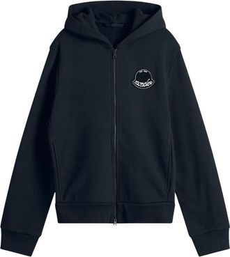 Moncler Homme, Sweatshirts et sweats &agrave; capuche, Bleu, Taille: M Logo Zip Through Sweat &agrave; capuche