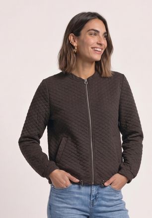 Street One Cardigan STREET ONE, Damen, Gr. 34, braun (schwarz coffee), Stoff, 70% Polyester, 25% Viskose, 5% Elasthan, unifarben, comfort fit normal, Rundhals, B