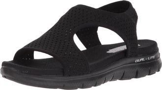 Skechers Damen Flex Appeal 2.0 - Deja Vu Sandale, Schwarz/Schwarz, 39 EU