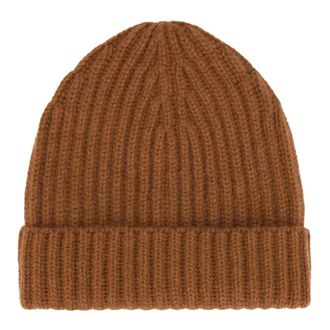 Malo Homme, Accessoires, Brun, Taille: ONE Size Bonnet c&ocirc;tel&eacute; en cachemire