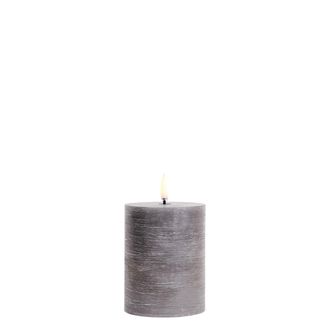 Uyuni Candles Lighting LED Pillar Rustikale Kerze 7,8 x 10cm - Grau - Flammenlos