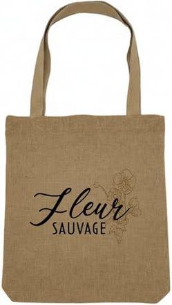 Fabulous Sac Shopping Tote Bag Aspect Lin - Fleur Sauvage Plantes Pot Jardinage Boho-chic - Sac de Courses Toile Epaisse 360g Beige Naturel Cabas Port&eacute; Epaule 