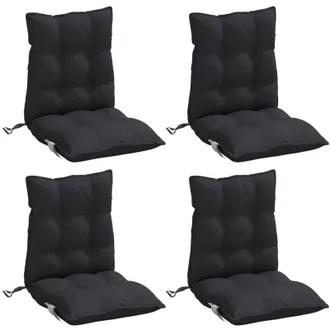 vidaXL vidaXL Coussins de chaise &agrave; dossier bas lot de 4 noir tissu oxford