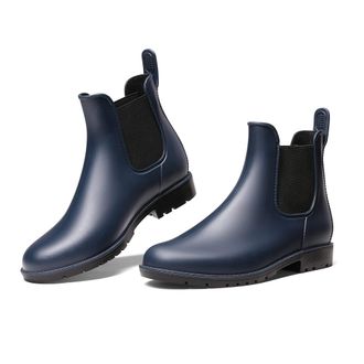 Dream Pairs Damen Gummistiefel Chelsea Boots Frauen Ankle Wellies Wasserdicht Regenstiefel,Marine,Size 39,SDRB2201W-E