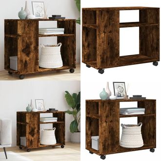 vidaXL Vidaxl - Beistelltisch mit Rollen R&auml;uchereiche 70x35x60 cm Holzwerkstoff