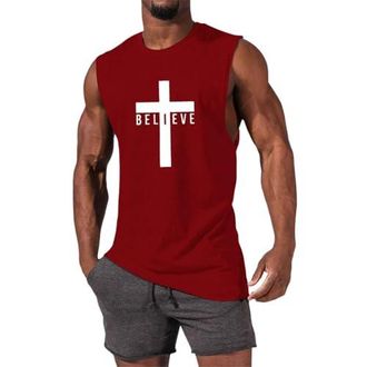 Generic Débardeurs de Sport pour Hommes Chemises Graphiques à Coupe Ample Chemises (Red, XXXL)