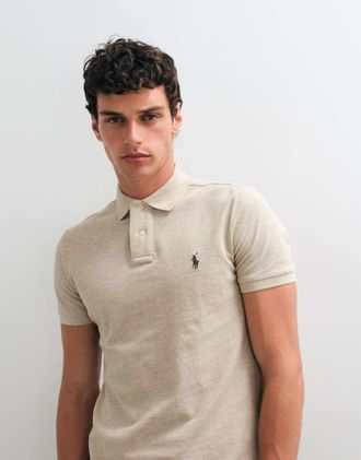 Polo Ralph Lauren Chemise en maille ajust&eacute;e &agrave; manches courtes - Beige-Neutre