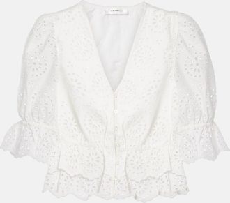 Frame Denim Blouse The Deco en coton &agrave; broderie anglaise