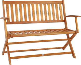 Deuba Casaria Gartenbank Sitzbank Wetterfest Holz Klappbar FSC-Zertifiziert 320kg Belastbarkeit Armlehne R&uuml;ckenlehne 2-Sitzer 120x55cm Garten Balkon Bank Eu