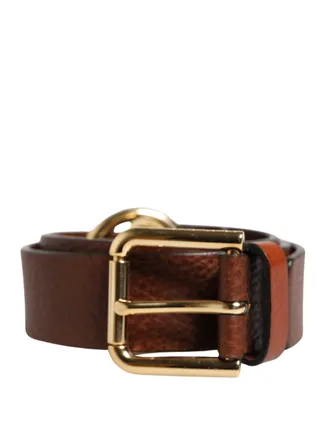 Dolce & Gabbana Men Brown Classic Leather Metal Buckle Belt Calf
