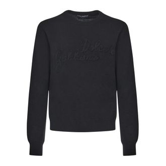 Dolce & Gabbana Schwarzer Wollpullover Gerippter Kragen - - Sweatshirts & Hoodies - Herren - Schwarzk - L