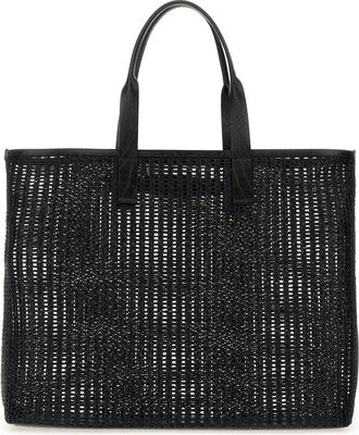 Dolce & Gabbana Mens Woven Mesh Shopping Bag Black Cotton Handbags Hand