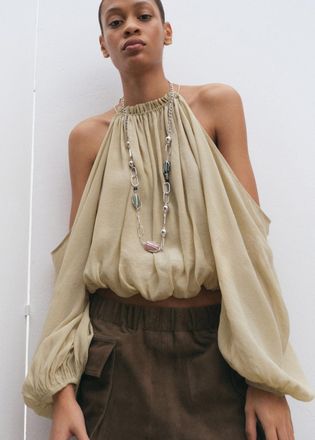 Mango Collier combin&eacute; pierre semi-pr&eacute;cieuse argent - Femme - Taille unique - MANGO