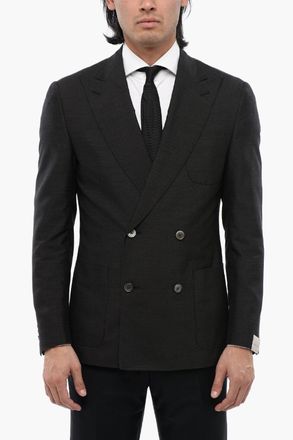 Corneliani Halbgef&uuml;tterter Seidenblazer mit spitzem Revers Corneliani