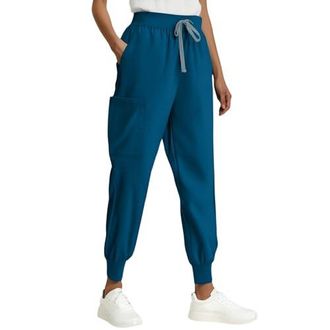 Generic Pantalon de jogging Scrvb taille haute pour femme avec cordon de serrage &eacute;lastique, pantalon de travail multi-poches, pantalon uniforme respirant et c