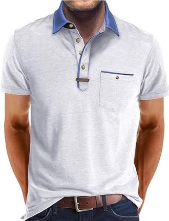 Generic Polo d&eacute;t&eacute; &agrave; manches courtes avec poche pour homme, coupe droite, col rabattable, l&eacute;ger, respirant, polo de golf d&eacute;contract&eacute; pour adulte, pour un usage