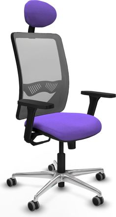 Piqueras y Crespo Schreibtischstuhl mit Rollen aus Gummi Zulema mit 3D-Armlehnen, h&ouml;henverstellbarer Lendenwirbelst&uuml;tze und festem Kopfteil, ausgestattet mit 3 Position