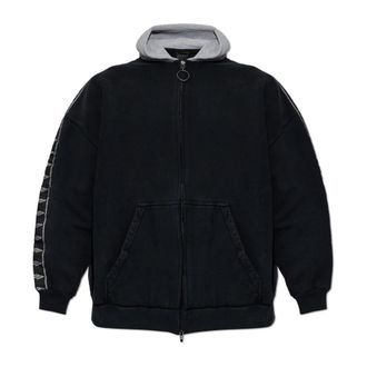 Balenciaga Stripe Patched Hood Zip-up Hoodie - - Sweatshirts & Hoodies - Herren - Schwarzk - L