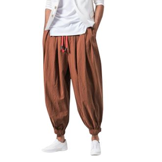 Generic Jogginghose Herren Baggy, Haremshose Herren Schn&uuml;ren-Hosen Oversize L&auml;ssig Einfarbig Herrenhose Trendiges Locker Freizeithose mit Tasche Trousers Plud